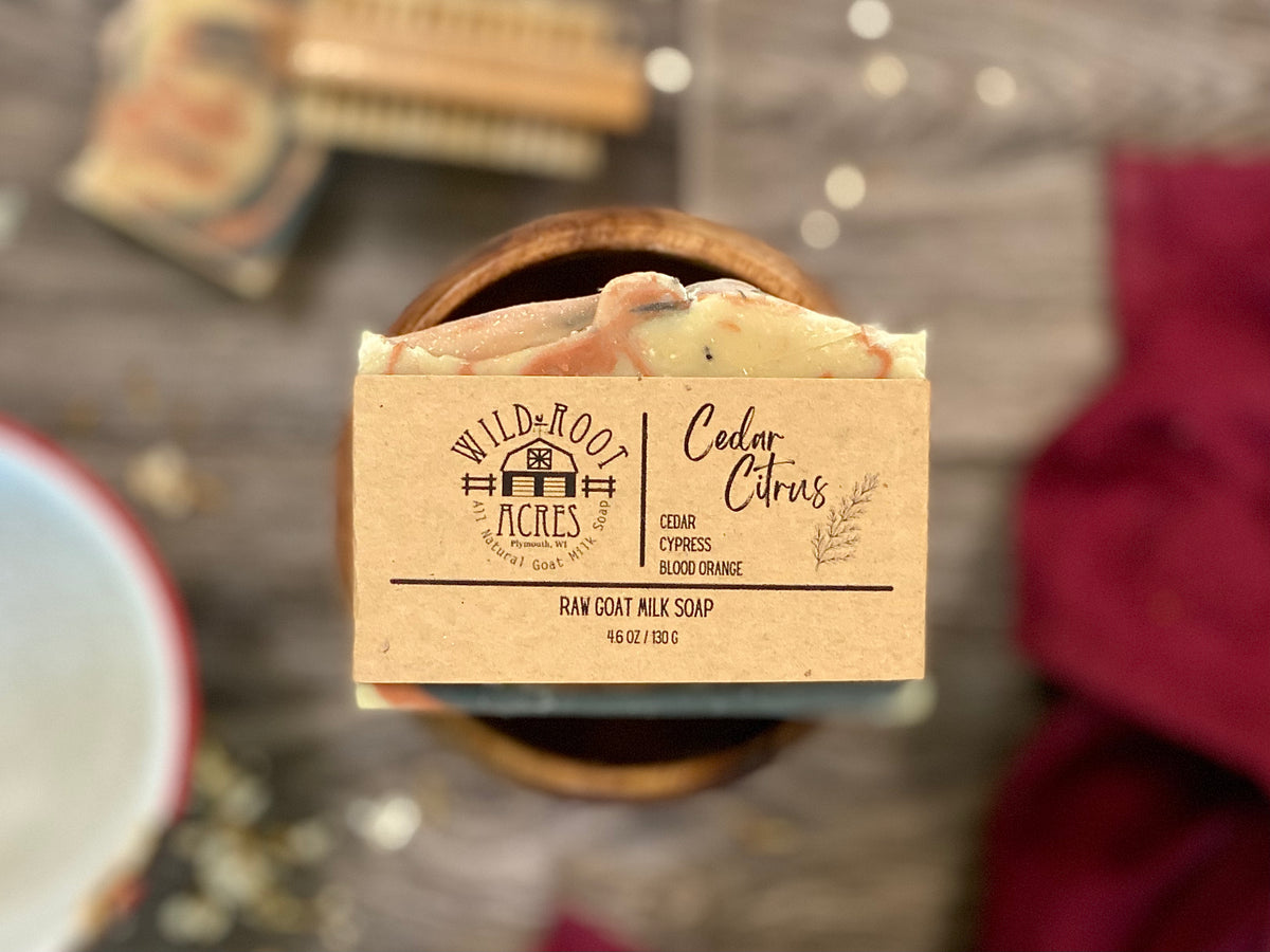 Cedar Citrus goat milk soap bar – Wild Root Acres